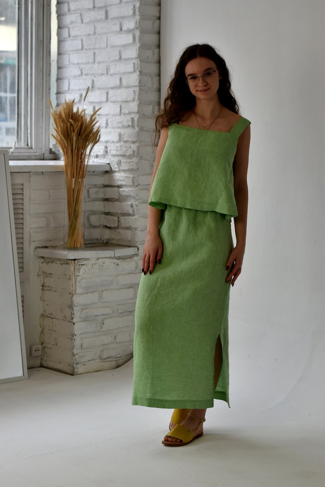 Linen CLOTHES / Set Woman / Linen Skirt Set Linen Top/ Pajama Woman ...