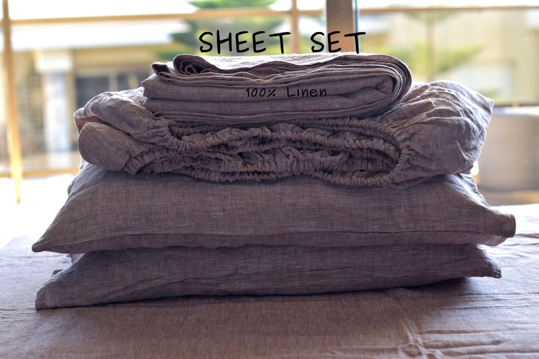 Linen SHEET SET / Linen Sheet Set / Bedding Set Queen King 100% Linen ...
