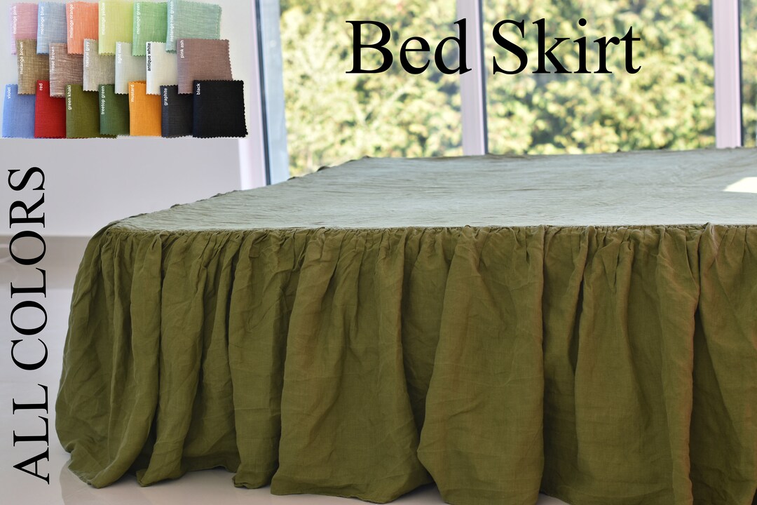 LINEN SKIRT CUSTOM Bed Skirt Bedskirt Queen Bed Linen Bedskirt Linen ...