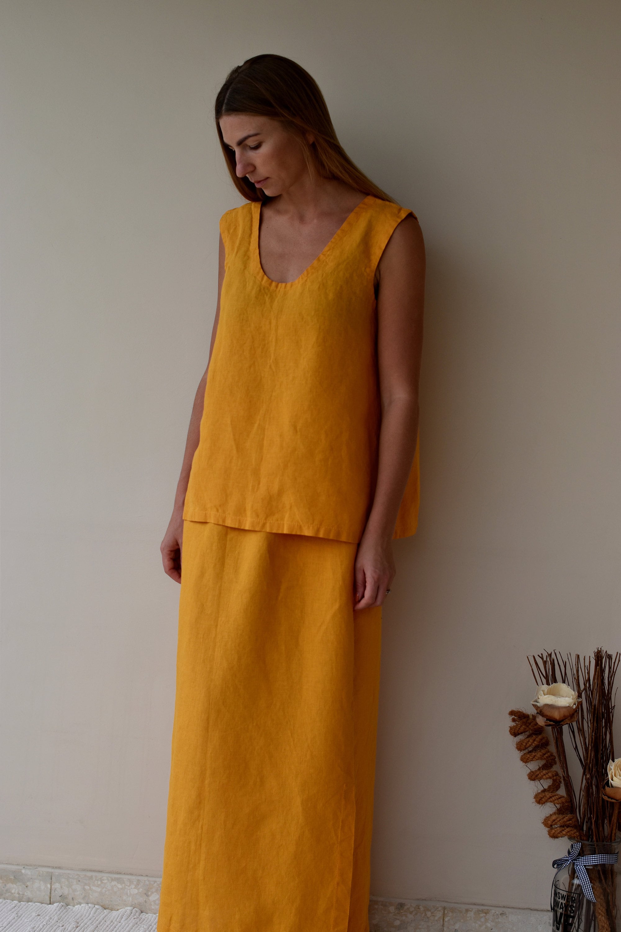 Ropa de lino / conjunto mujer / lino falda set lino top / | Etsy