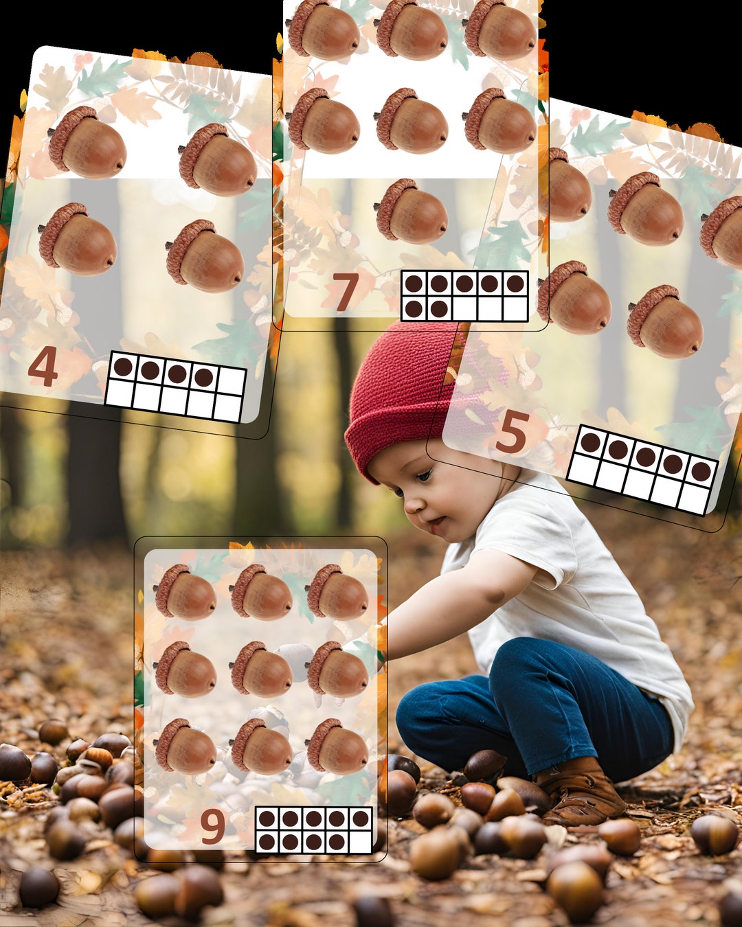 Acorn Counting Game: Toddler Printable, Fine Motor Skills (PDF Pattern ...