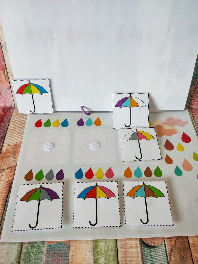 Personalized Umbrella Color Matching Game: Toddler Busy Bin Activity ...
