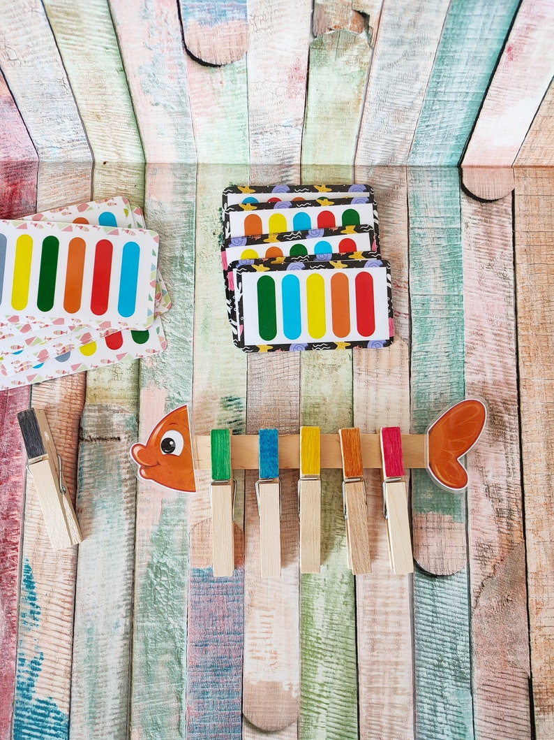 Drukke tas activiteit. Drukke bak activiteit. Wasknijper activiteit ...