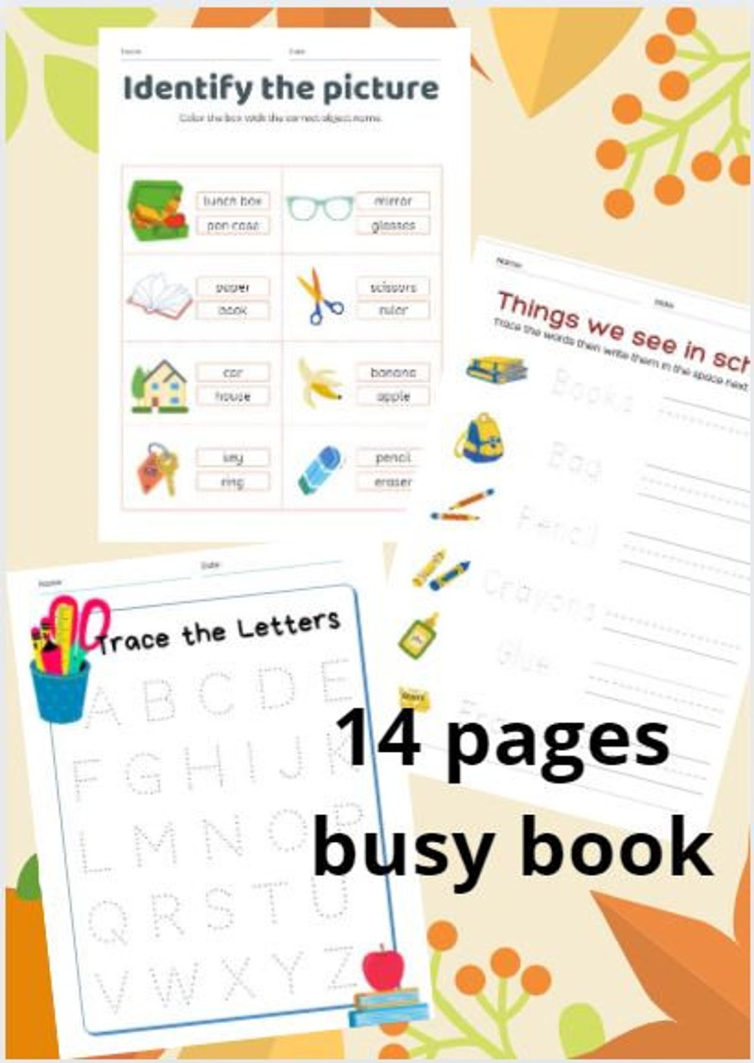 14 Activity Pages. Printable Busy Book. PDF Learning Binder. My Morning ...