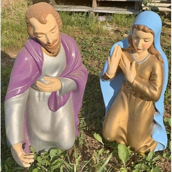 RARE Nativity Virgin Mary and Joseph Ceramic Large 17” Christmas ...