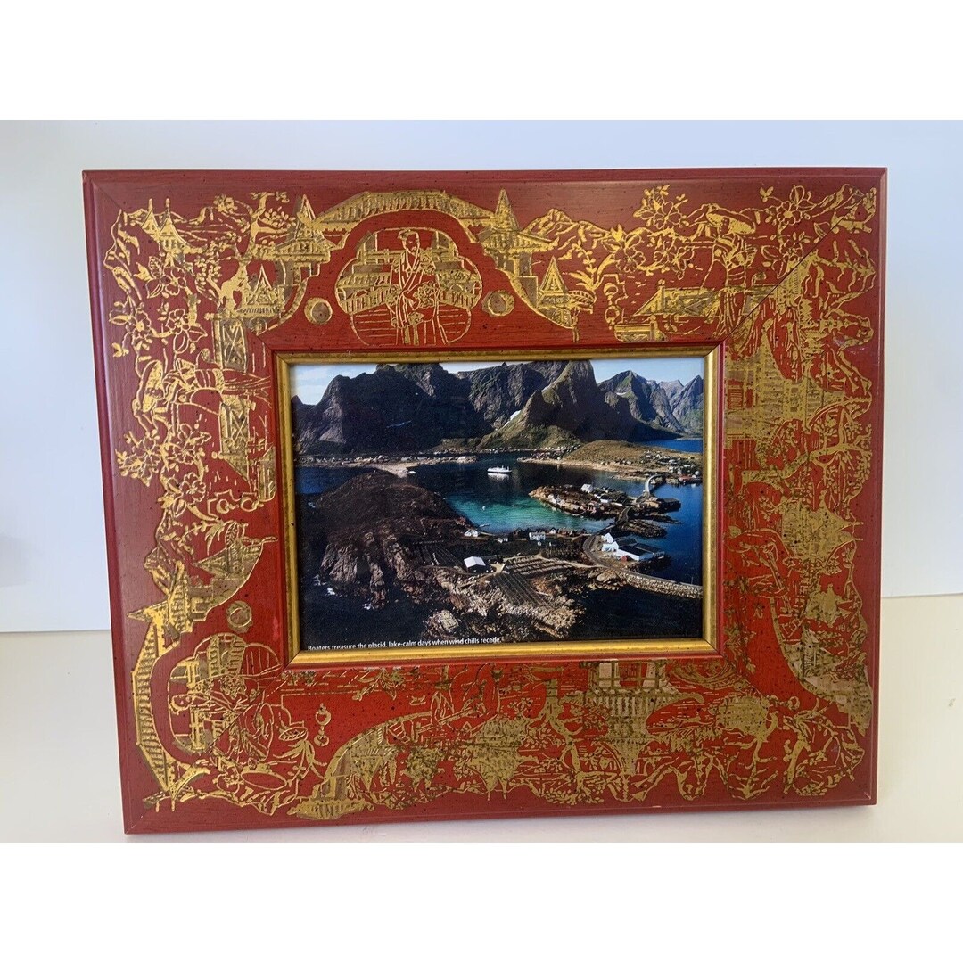 Vintage Chinoiserie Red Lacquer Designer Frame Martin A Born 12.25" X 10.25" - Etsy