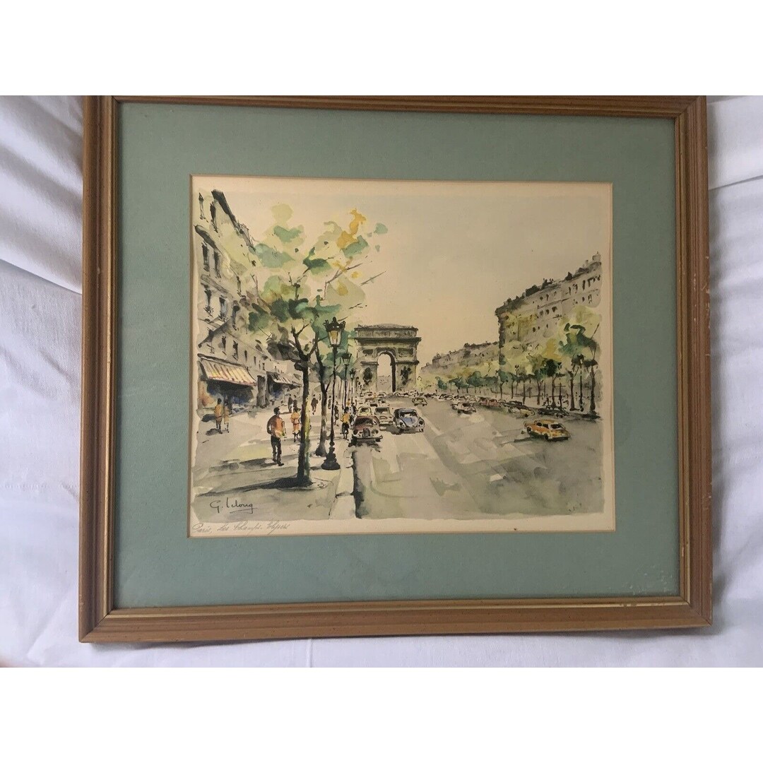 Vintage 1950's G. Lelong Water Color Painting Paris Art - Etsy