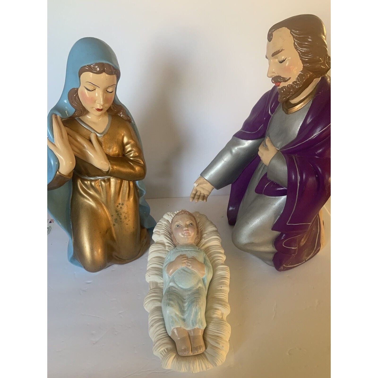 RARE Nativity Virgin Mary and Joseph Ceramic Large 17” Christmas ...