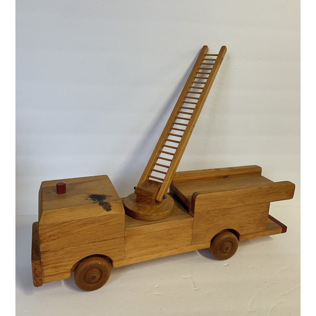 Vintage Handmade Wood Firetruck Engine Toy SIGNED DATED - Etsy
