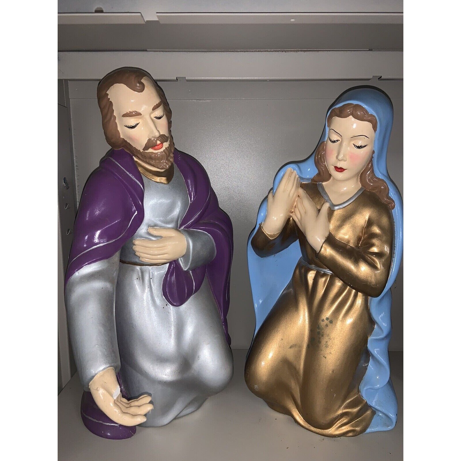 RARE Nativity Virgin Mary and Joseph Ceramic Large 17” Christmas ...