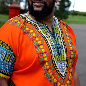 Orange Unisex Dashiki Shirt - Etsy