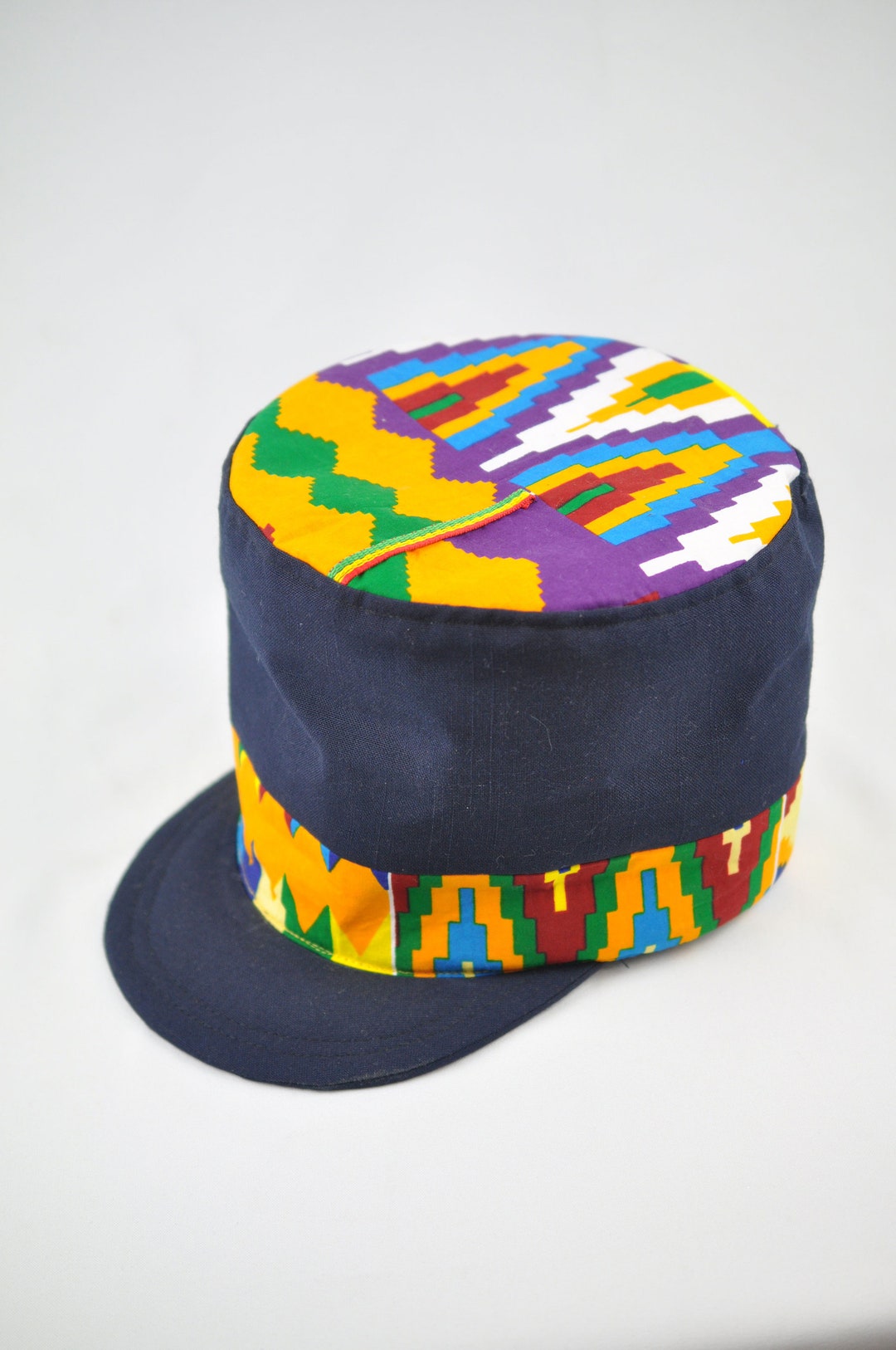 Navy Blue & Ankara Print Rasta Hat Rasta Crown Hat Large Rastafari Hat ...