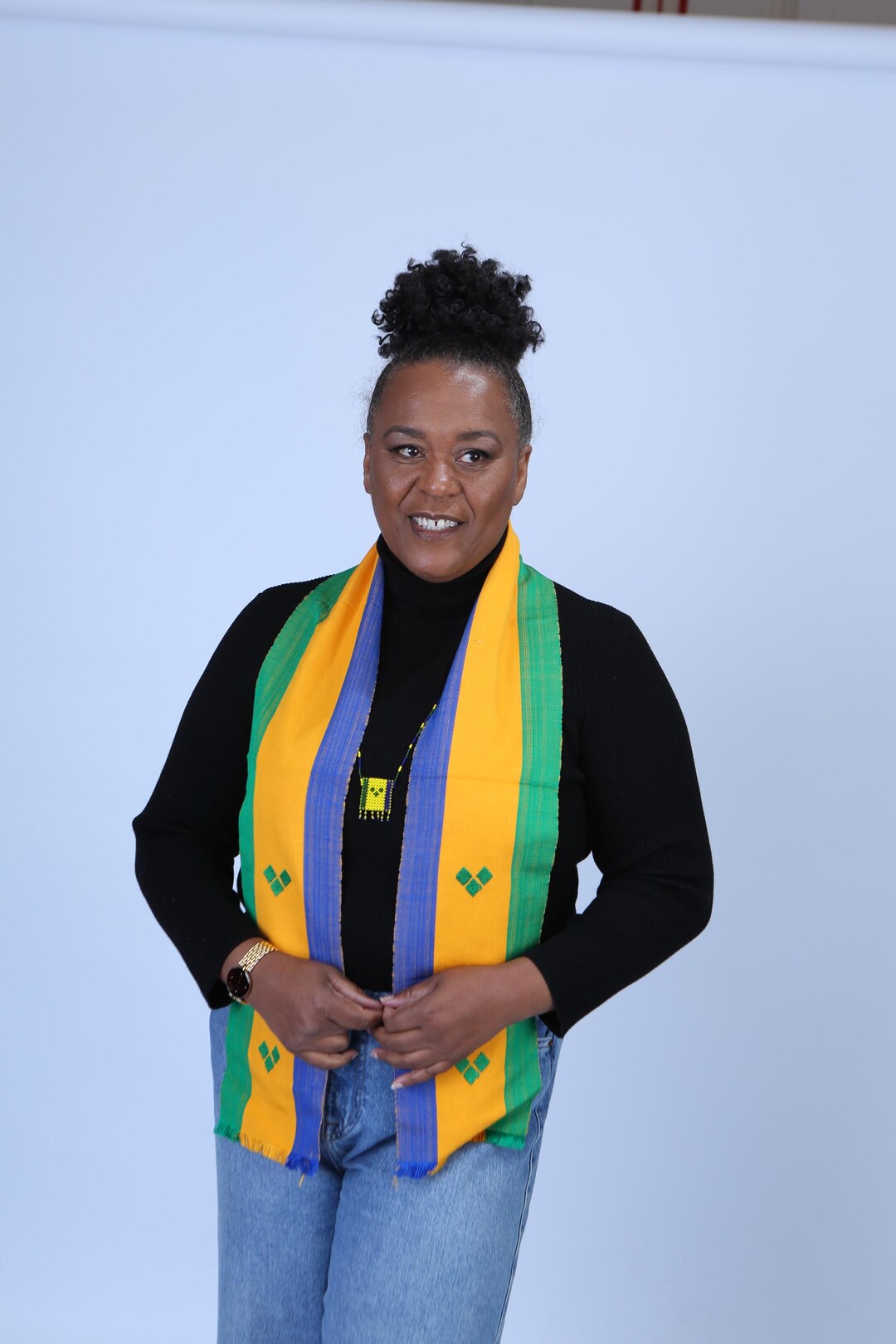 Muffler With St Vincent Flag Colours , Kente Fabric Strip, Country ...