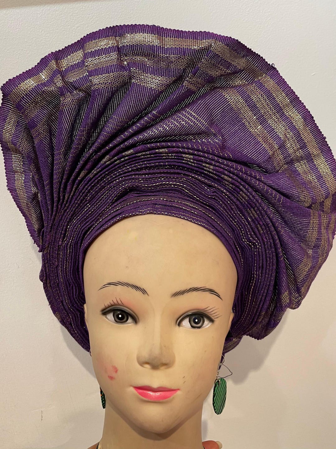 Purple Auto Gele/ Elegant African Women Headtie/ Aseoke Gele/ African ...