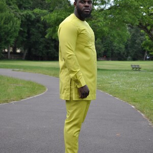 Lime Green African Polished Cotton Suit | African Men's Occasion Wear ...