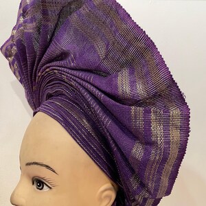 Purple Auto Gele/ Elegant African Women Headtie/ Aseoke Gele/ African ...