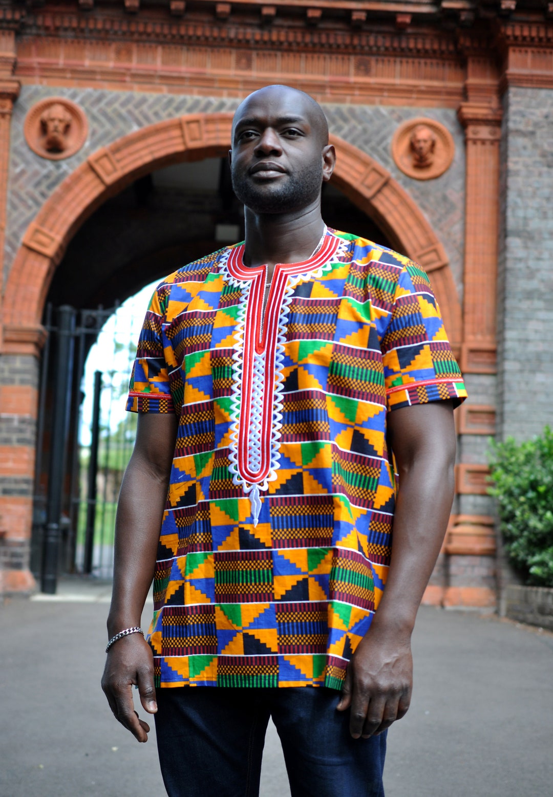 Kente Print Men's African Print Short Sleeved Shirt | Mens Fashion ...