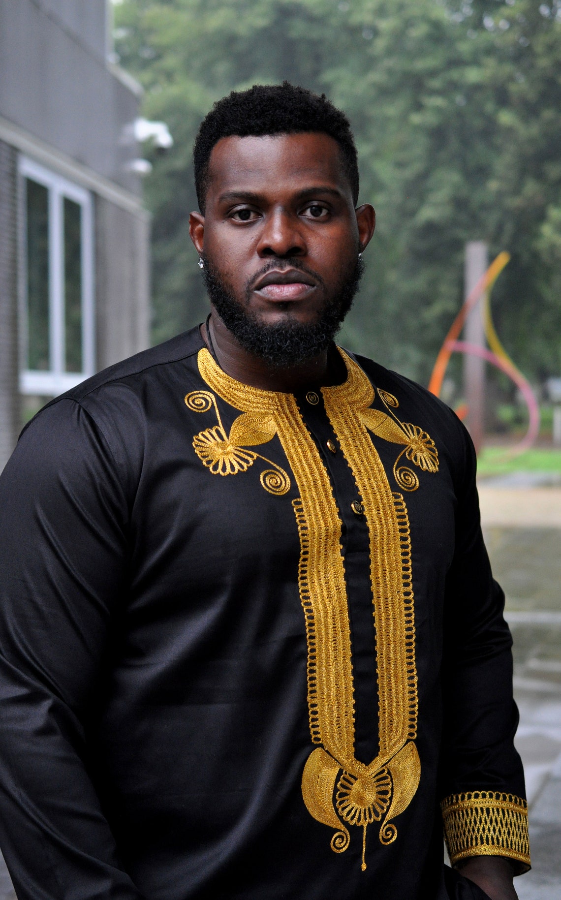 Black and Gold Men African Polished Cotton Print Wakanda Style - Etsy UK