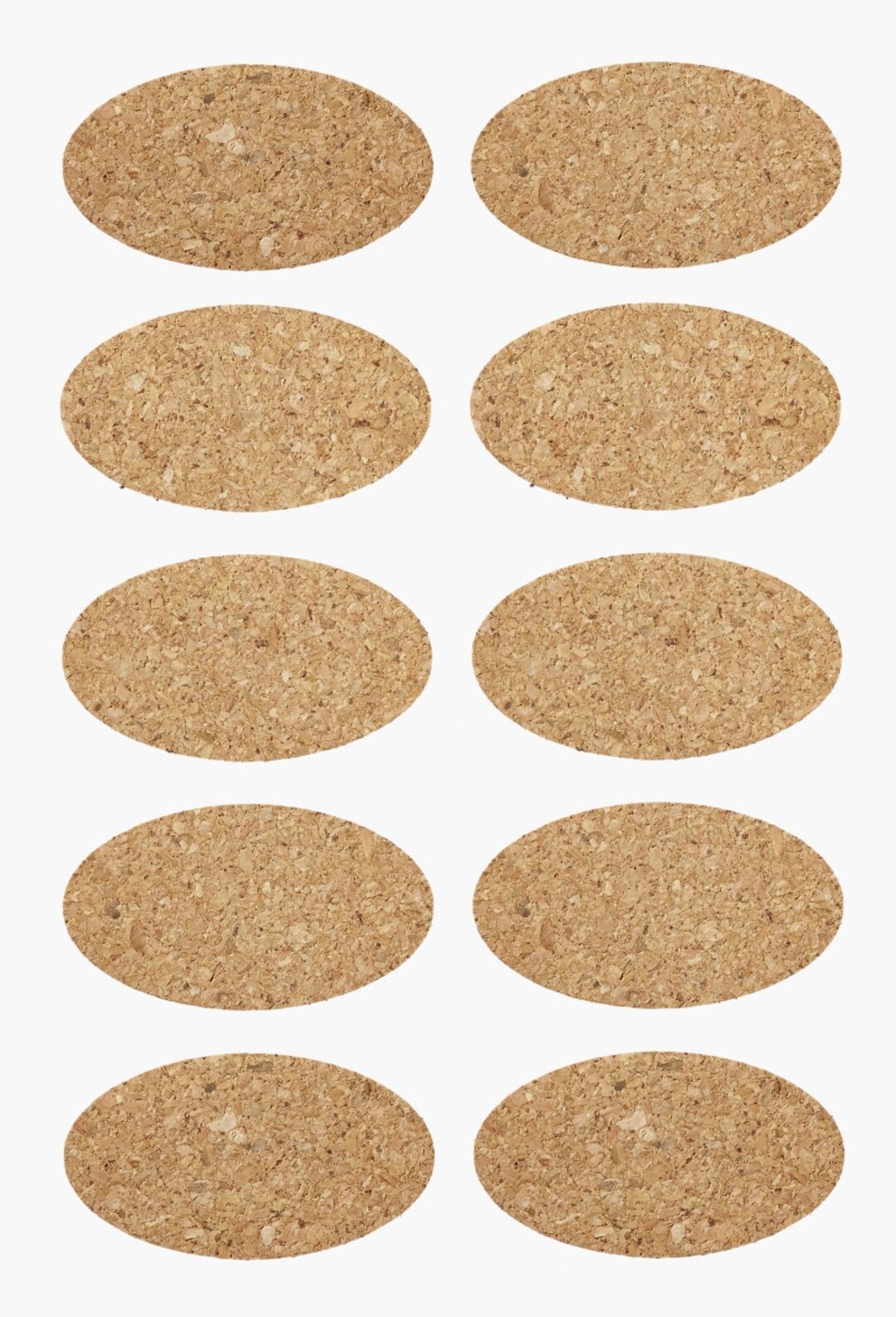 Cork Sticker Labels Oval 43 X 24 Mm Self-adhesive (1 Sheet With 10 ...