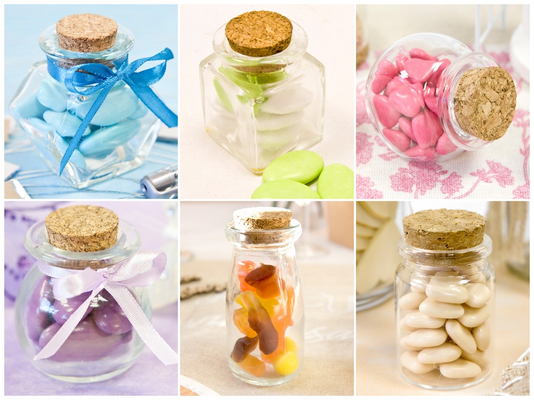 12 Small Jars With Cork Lids in Different Designs - Etsy
