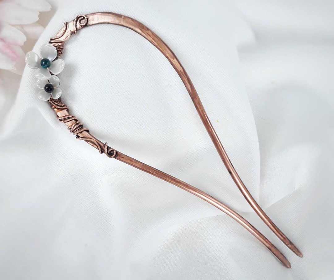 Floral Hair Sticks Bun Holder, Decorative Hair Pin for Long Hair ...