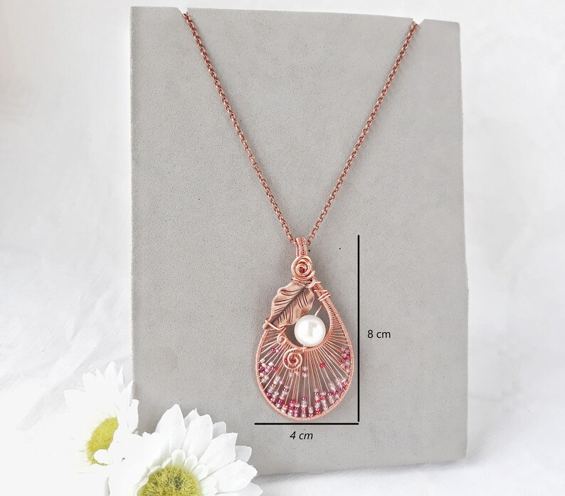 Art Deco Wire Wrapped Pendant With Pearl and Leaf for Women | Etsy