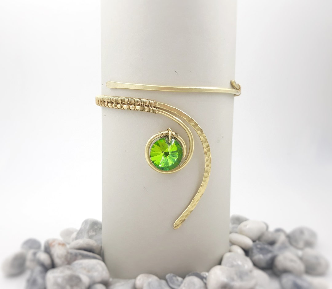 Swarovski Upper Arm Bracelet for Women, Golden Armlet With Brass Wire ...