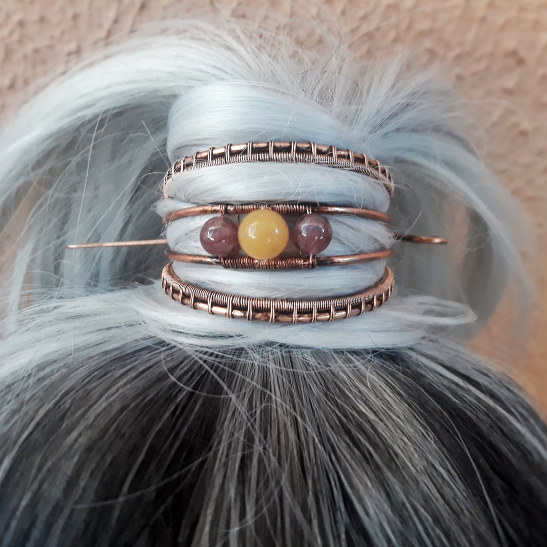 Ancient Greek Ponytail Holder Hair Cuff With Stick and Gemstones ...