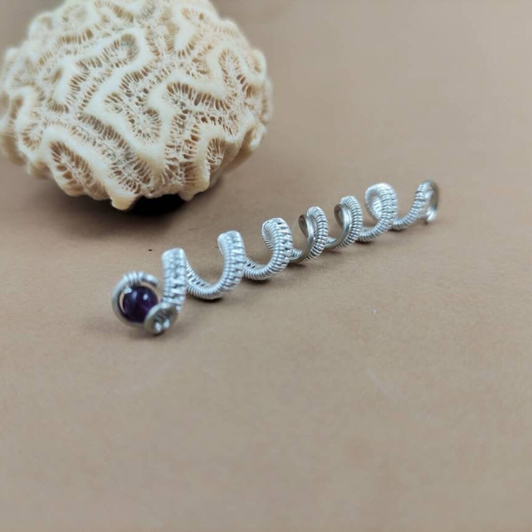 Amethyst Dread Lock Bead, German Silver, Brass or Copper Wire Dreadlock ...