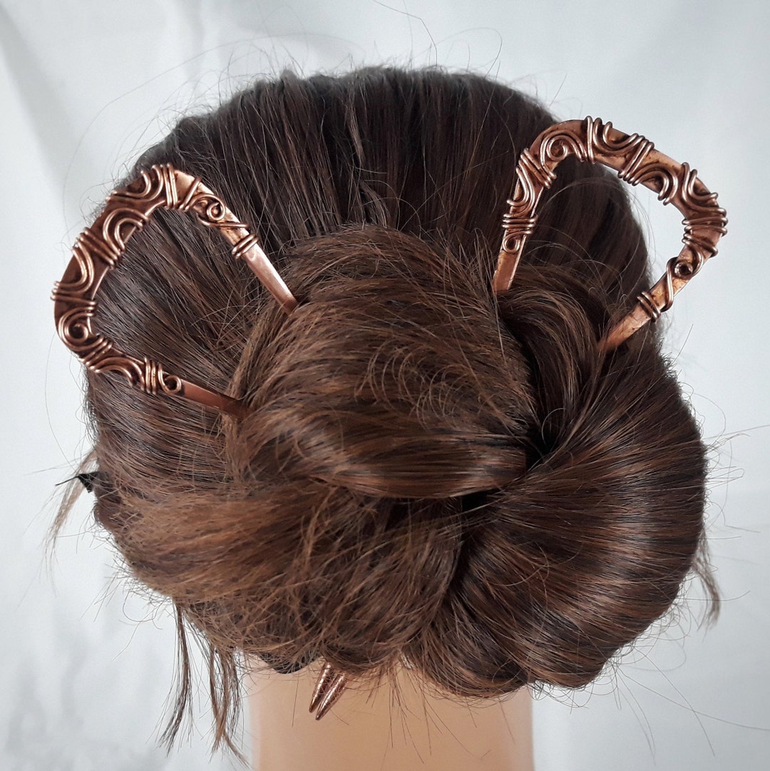 2 Art Deco Hairpins With Ornaments and Filigrees, Small Hair Fork for ...