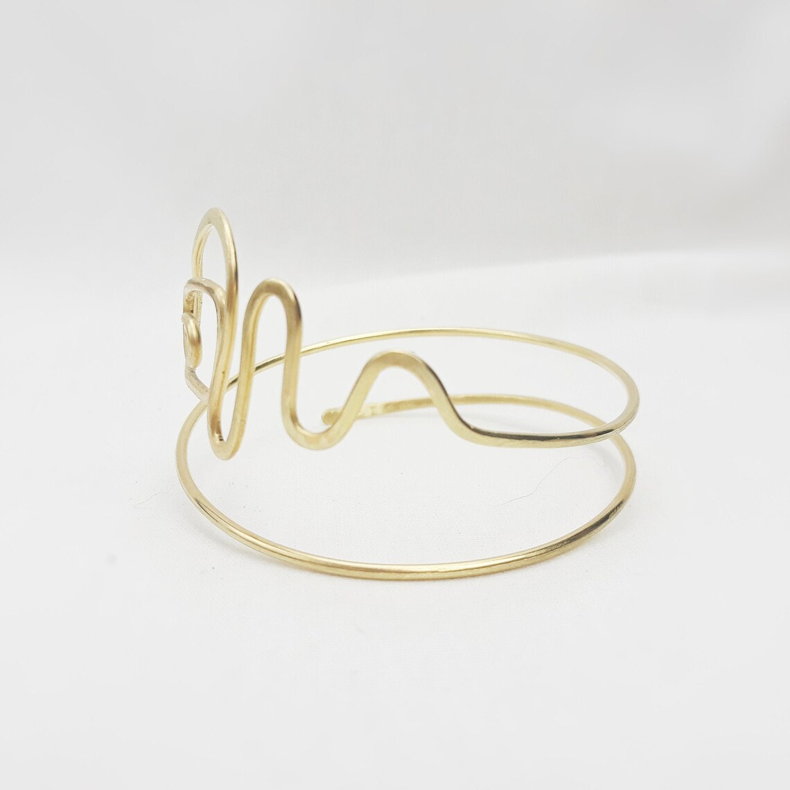 Golden upper arm cuff tribal style upper armelt brass wire | Etsy