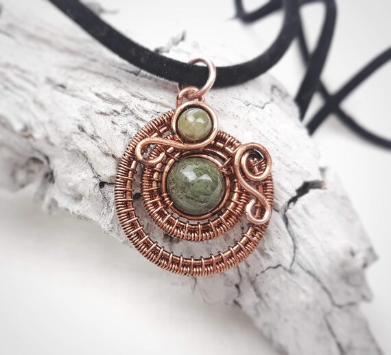 Crystal Pendant Necklace Aztec Pendant Wire Wrap Pendant | Etsy
