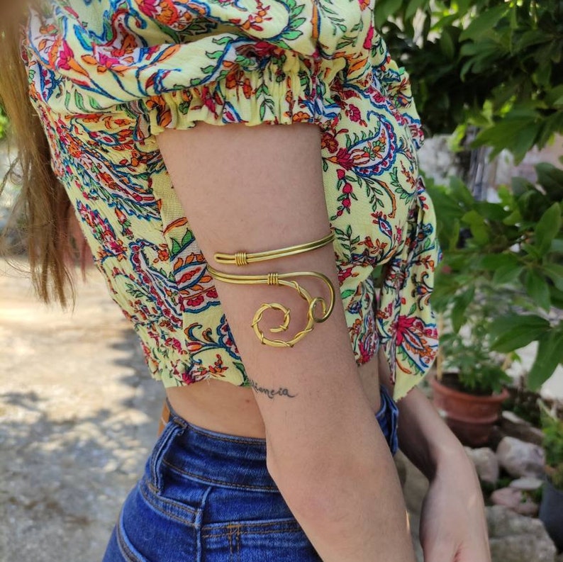 Golden Upper Arm Cuff for Summer Goddess Greek Upper Arm - Etsy