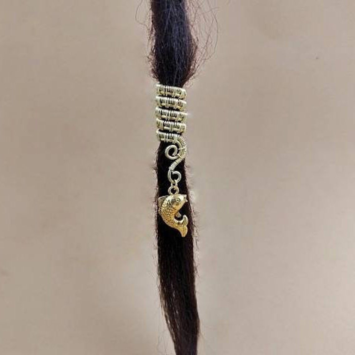 Golden Dreadlocks Beads With Fish Charm Brass Wire Wrap - Etsy