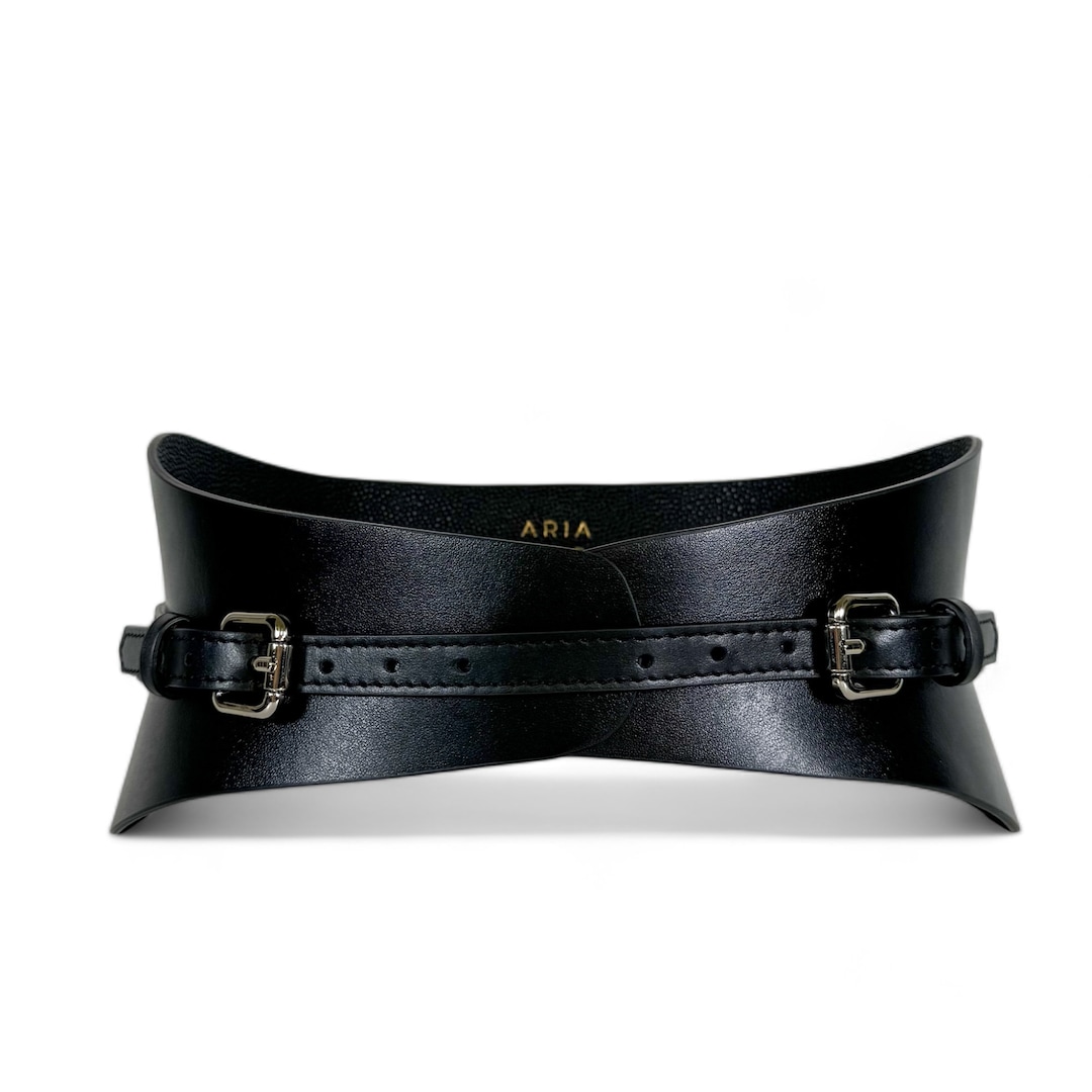 Black Slim Leather Corset Belt: Wide Wrap Belt, Autumn Fashion (XXS-5XL ...