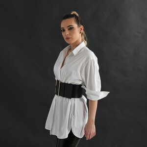 11 Cm 4 Inch Black Leather Wide Waist Belt, Maxi Oversized Buckle ...