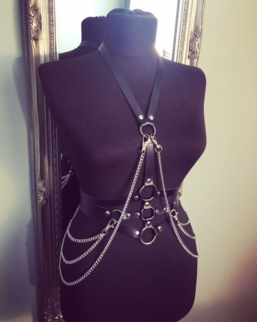 Chain Touch Harness Leather Harness Women Leather Fashion | Etsy