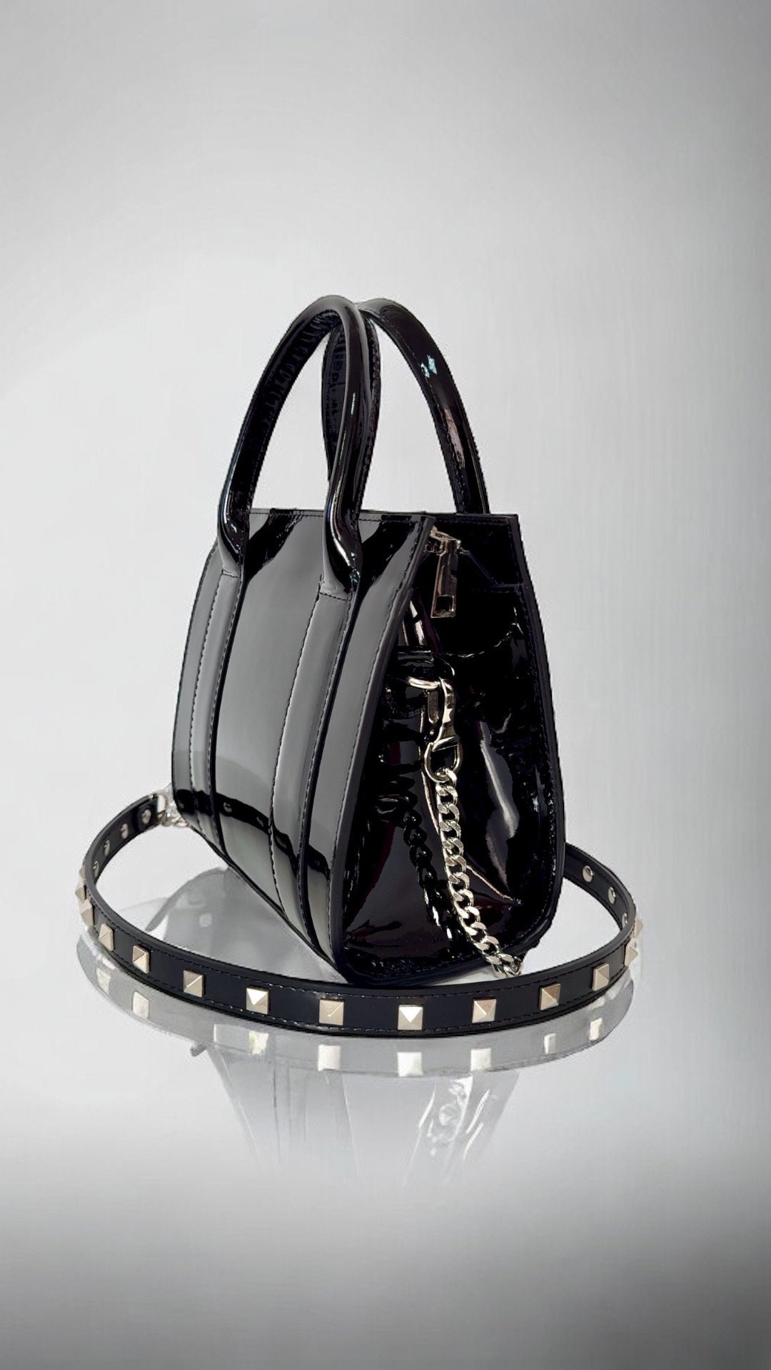 Black Patent Leather Beta Bag - Etsy