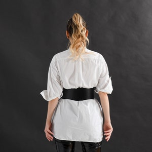 11 Cm 4 Inch Black Leather Wide Waist Belt, Maxi Oversized Buckle ...