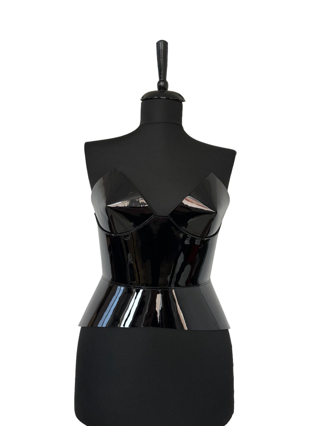 Black Patent Body Leather Corset, XXS-5XL Hourglass Wide Belt, Plain ...