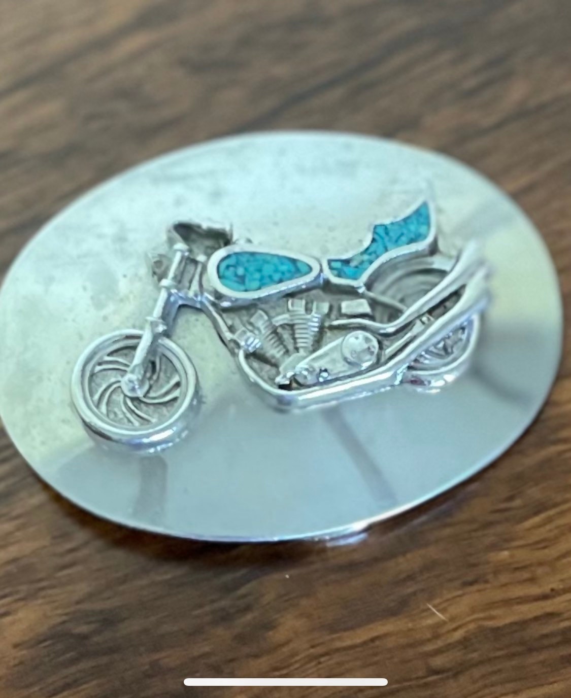 Vintage 1972 Signed Handmade Motorcycle Belt Buckle, Silver & Turquoise ...