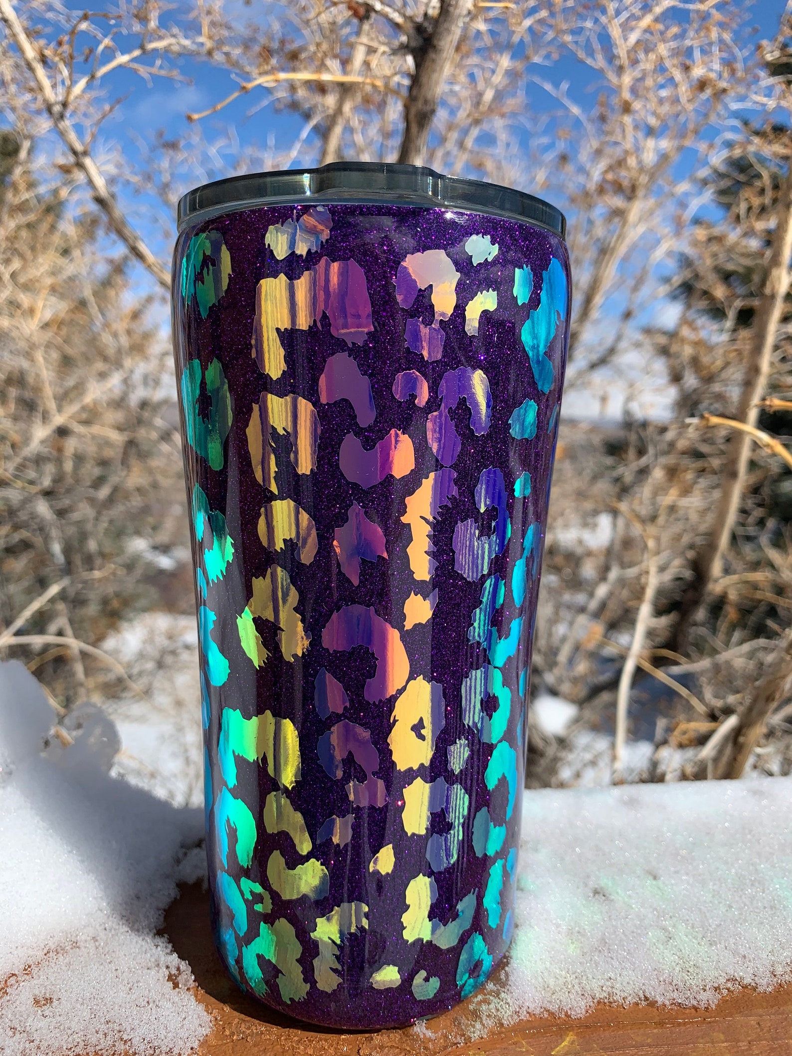 PURPLE LEOPARD PRINT , Tumbler W/lid and Straw Mad Hustle - Etsy
