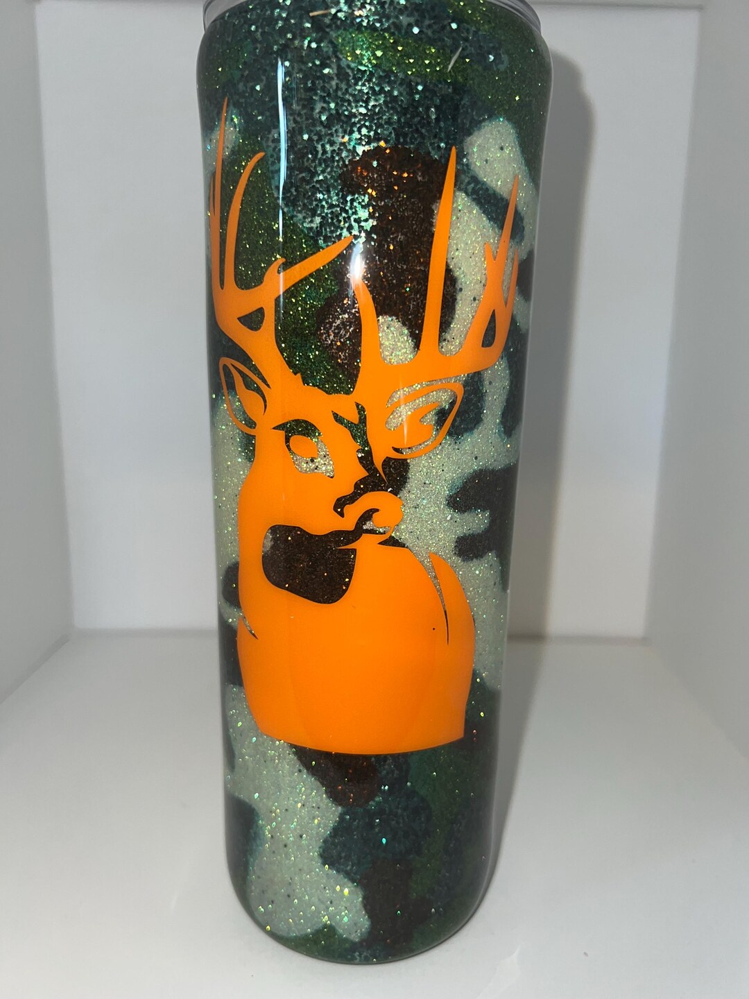 RTS 20oz Camo Deer Tumbler | Glitter Hunting Cup | Buck Silhouette ...