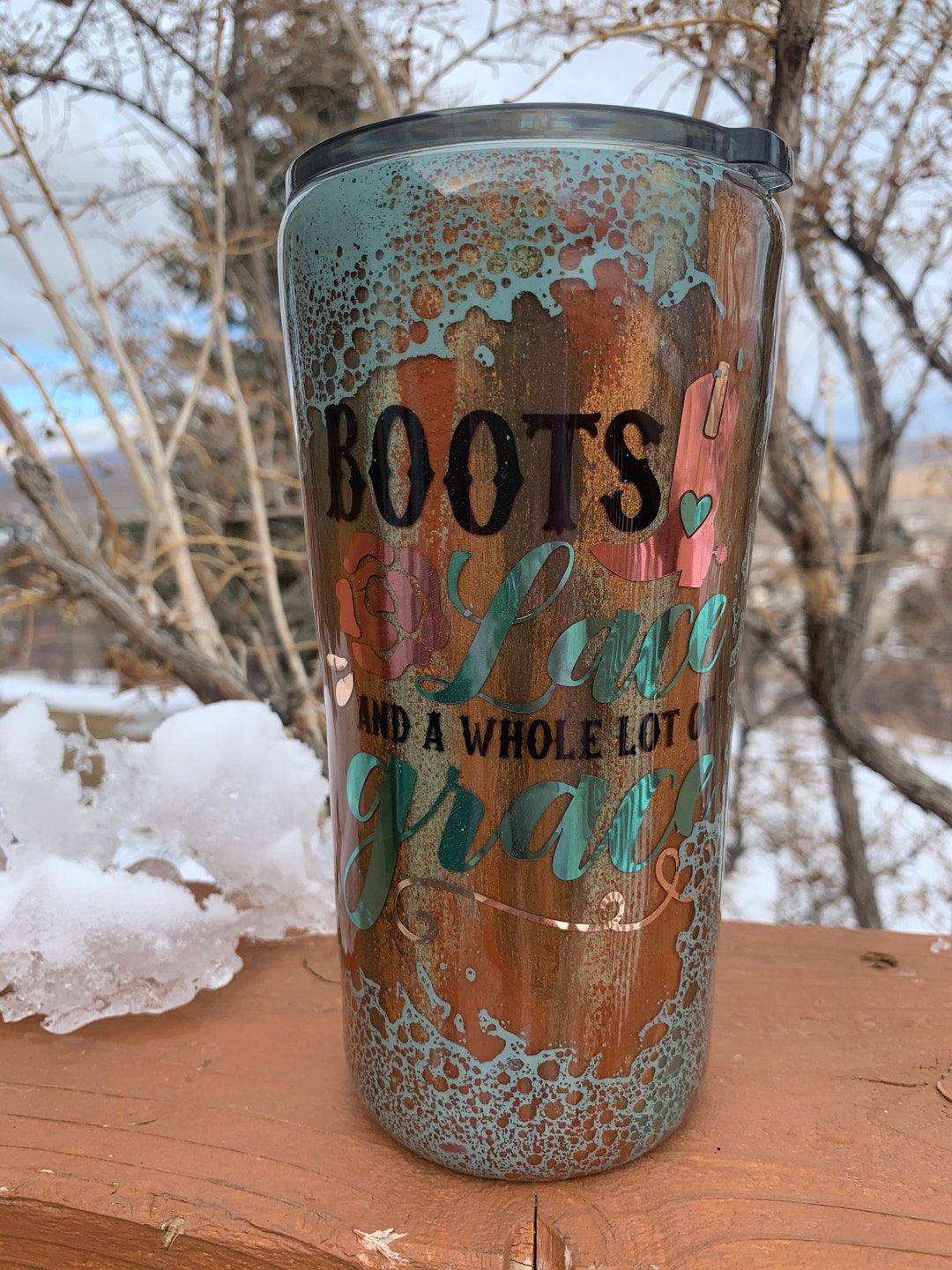 PATINA RUSTIC GLITTER Tumbler - Etsy