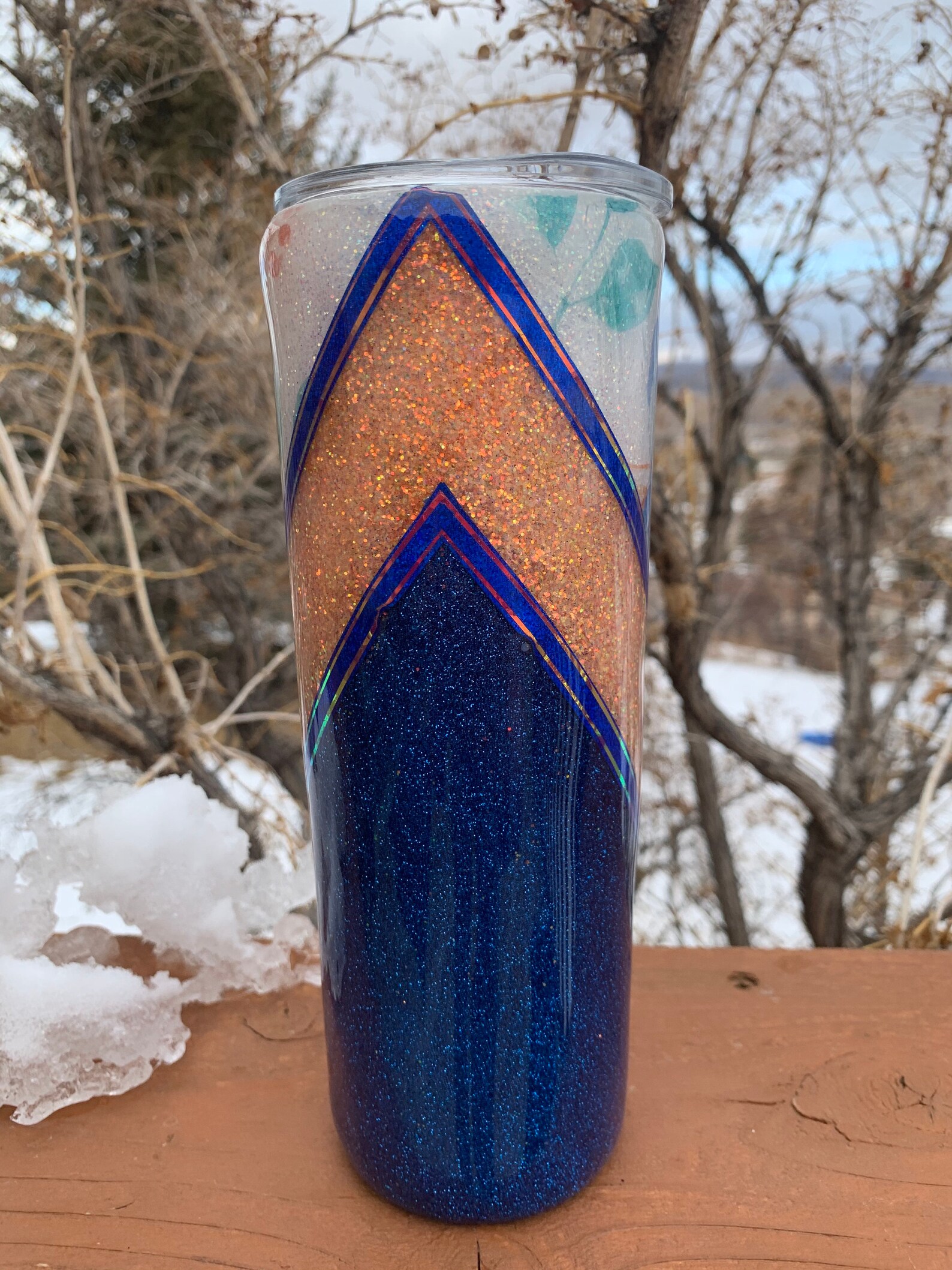 BLUE ORANGE FLOWER V Split Tumbler/track Suit/ Travel Tumbler - Etsy