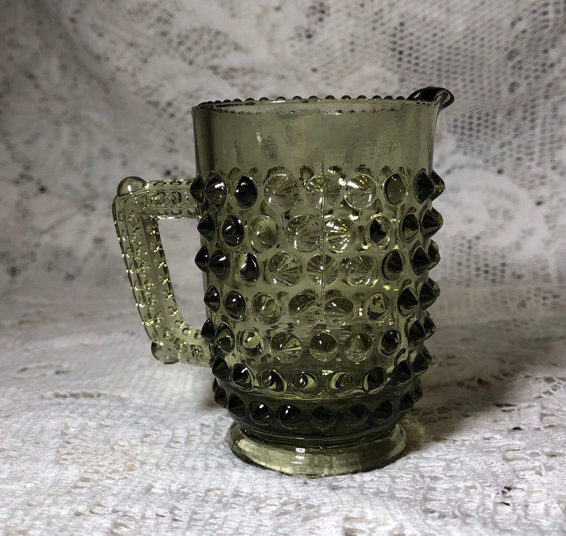 Vintage Mini Fenton Hobnail Colonial Green Pitcher - Etsy