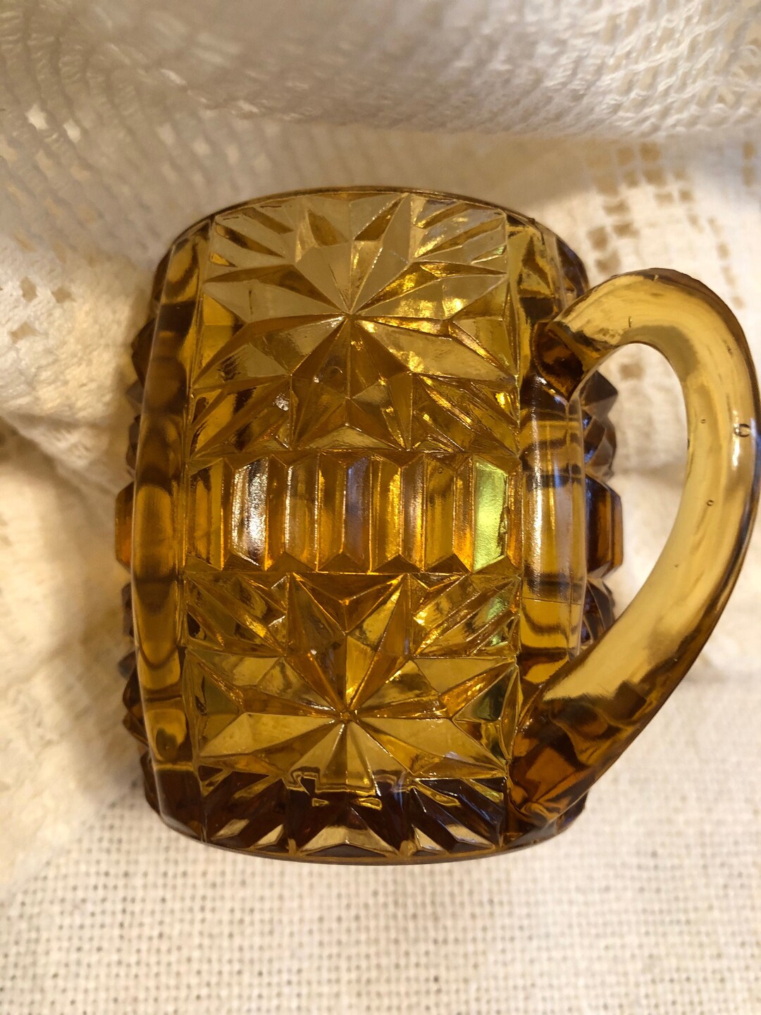 Amber Shot Glass EAPG Mini Mug With Handle Rare Collectible - Etsy