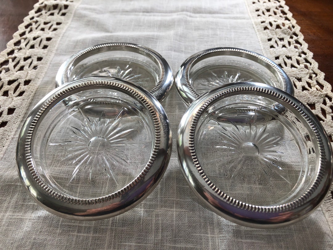 Leonard Silverplate Coasters Set of Four Made in Italy - Etsy