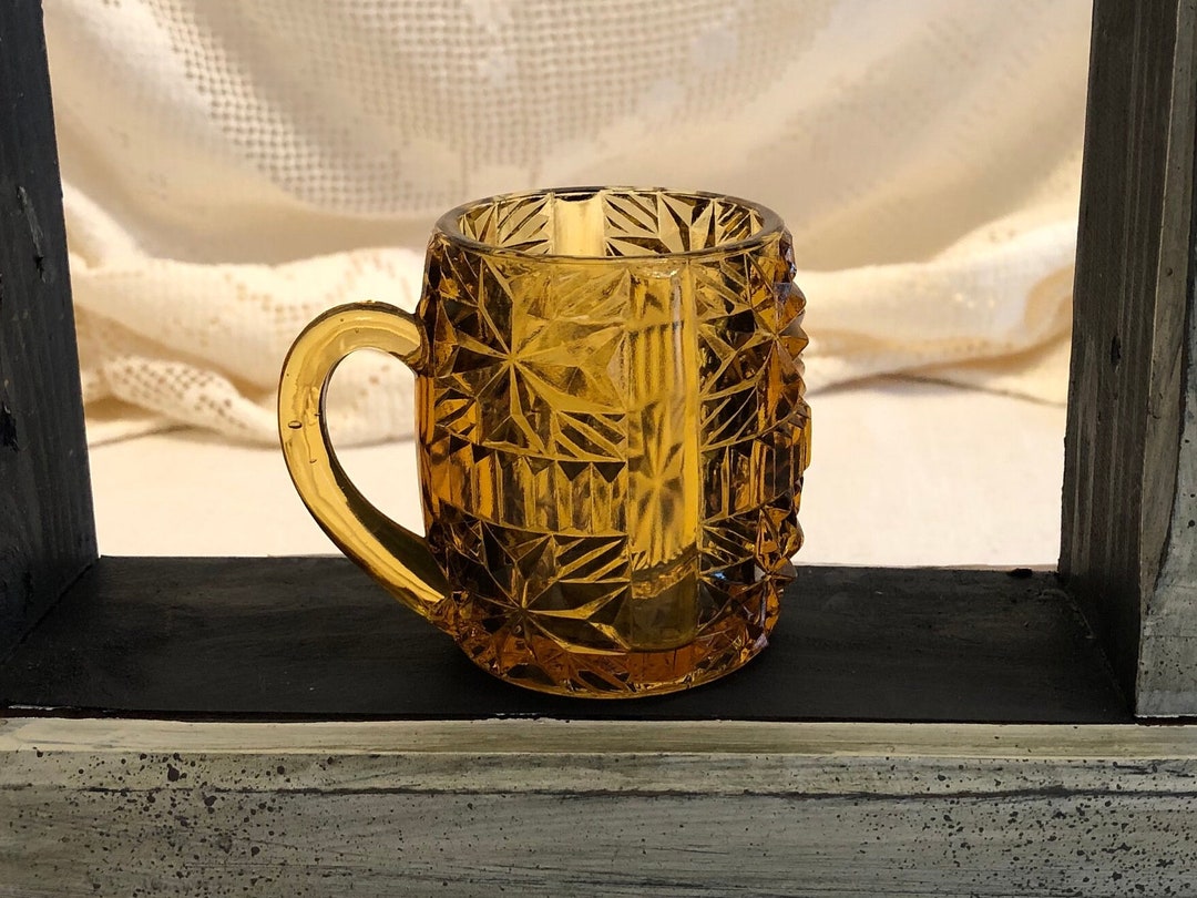 Amber Shot Glass EAPG Mini Mug With Handle Rare Collectible - Etsy