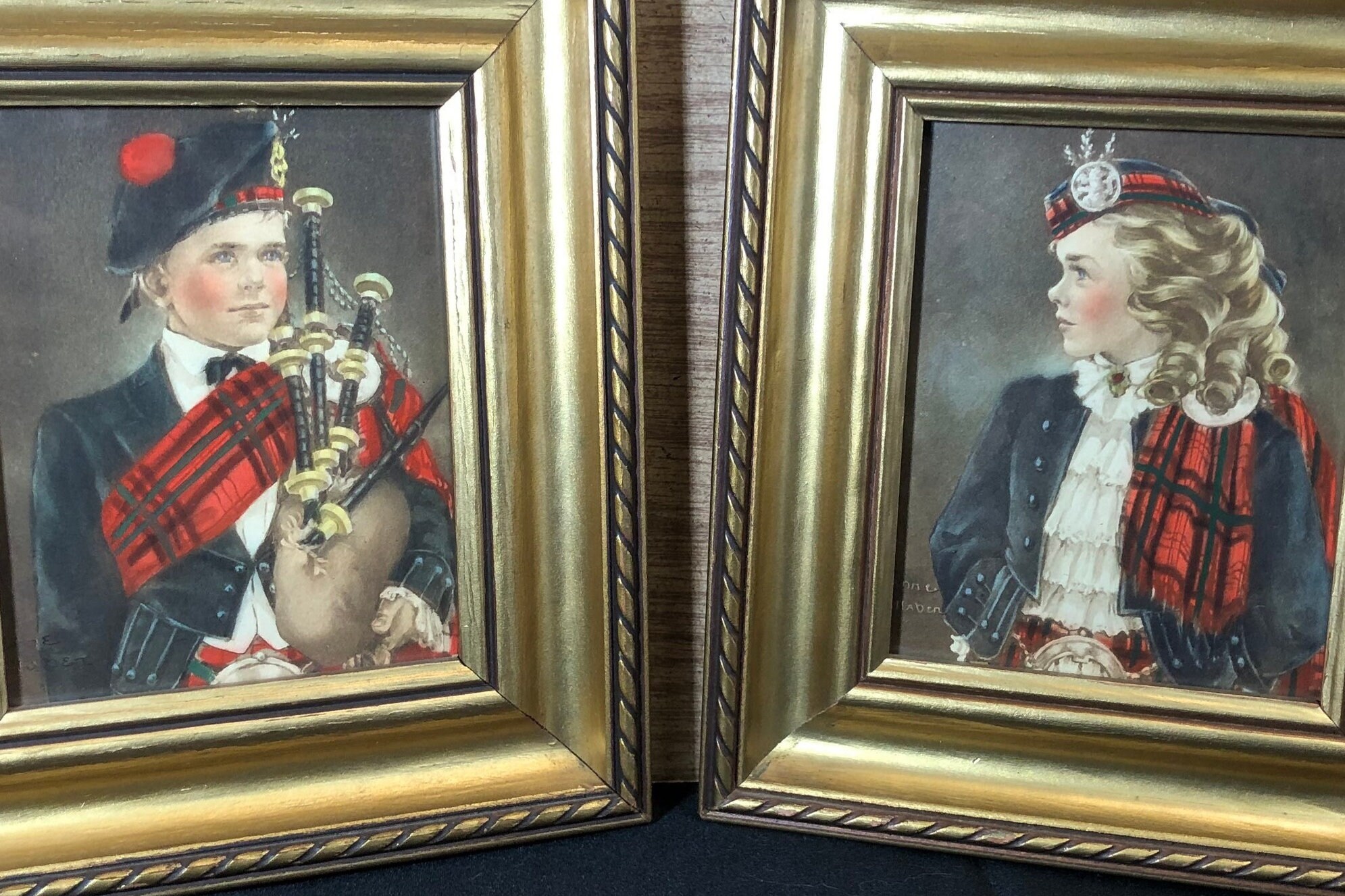 1940s Lithograph Pair of Scottish Girl and Boy jeannie & - Etsy